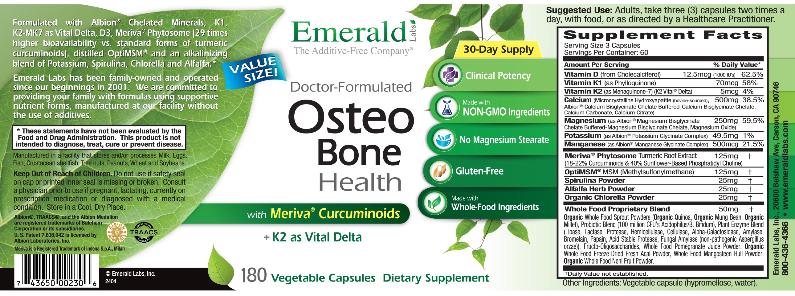 Osteo Bone Health (180) | Emerald Labs