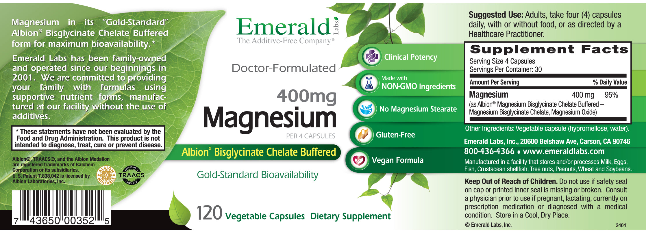 Magnesium 400mg | Emerald Labs