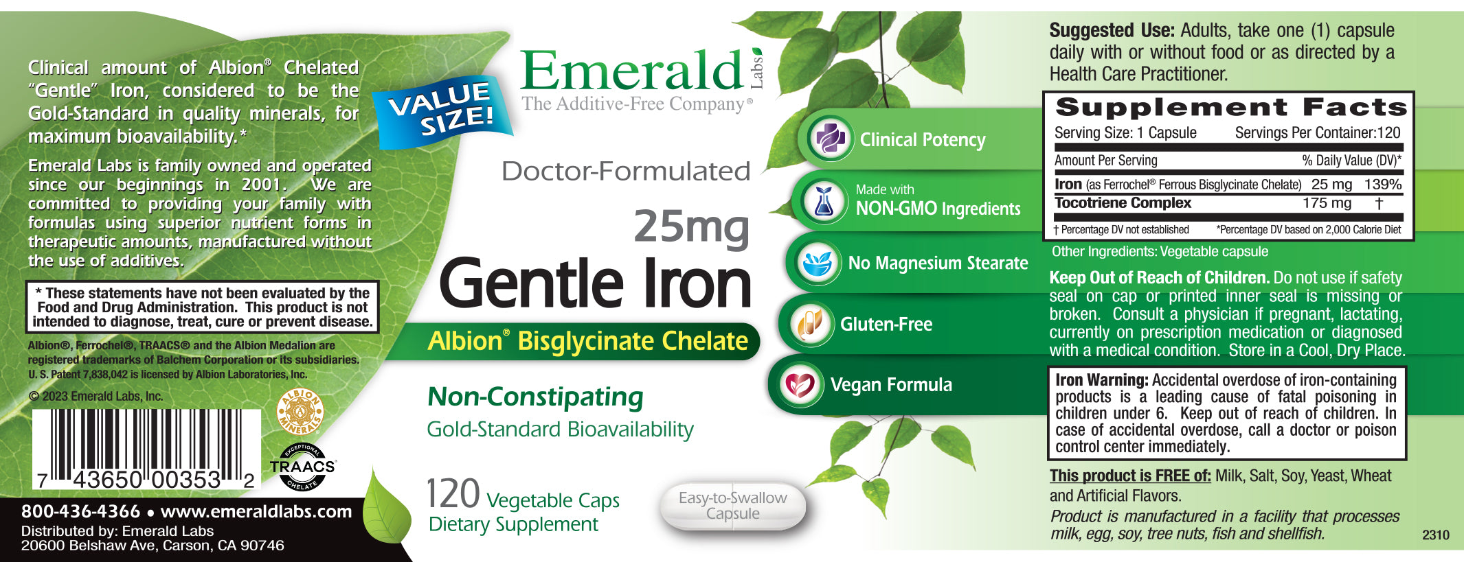 Gentle Iron 25mg | Emerald Labs