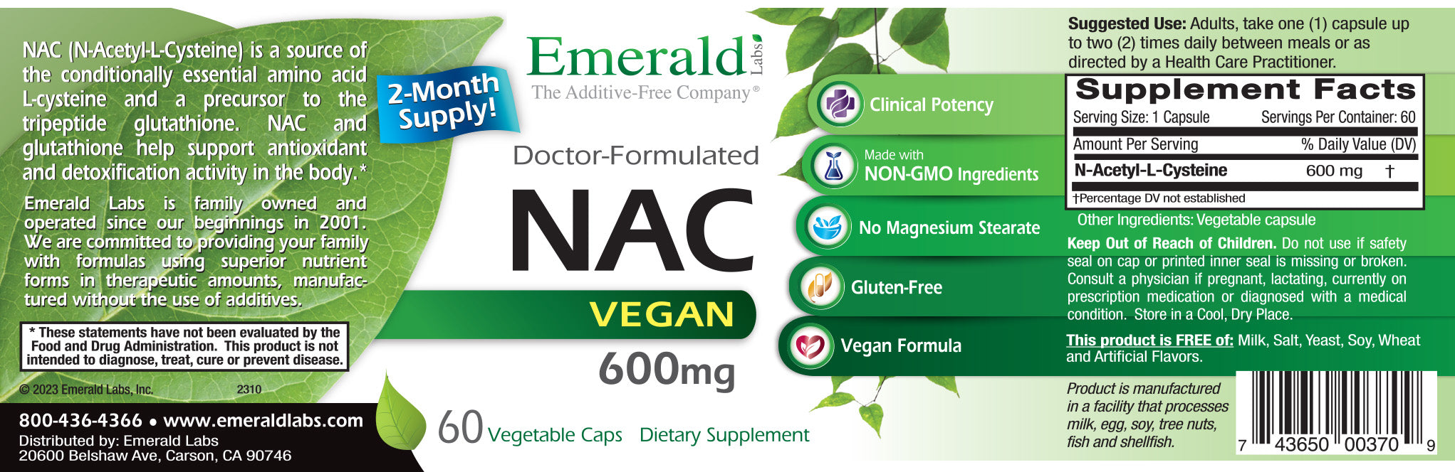 NAC 600mg | Emerald Labs