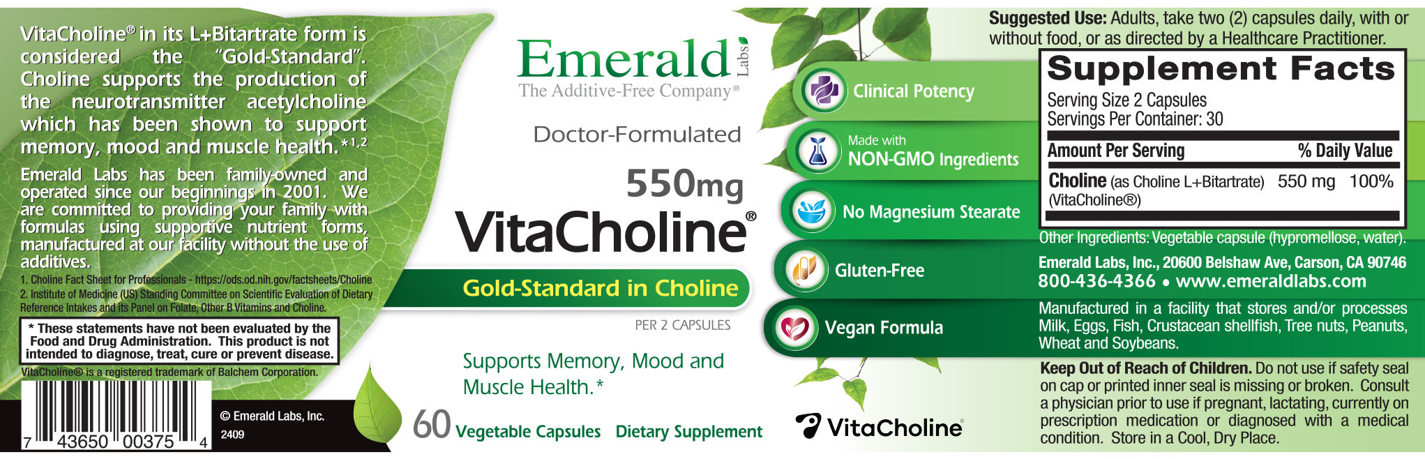 VitaCholine® 550mg | Emerald Labs