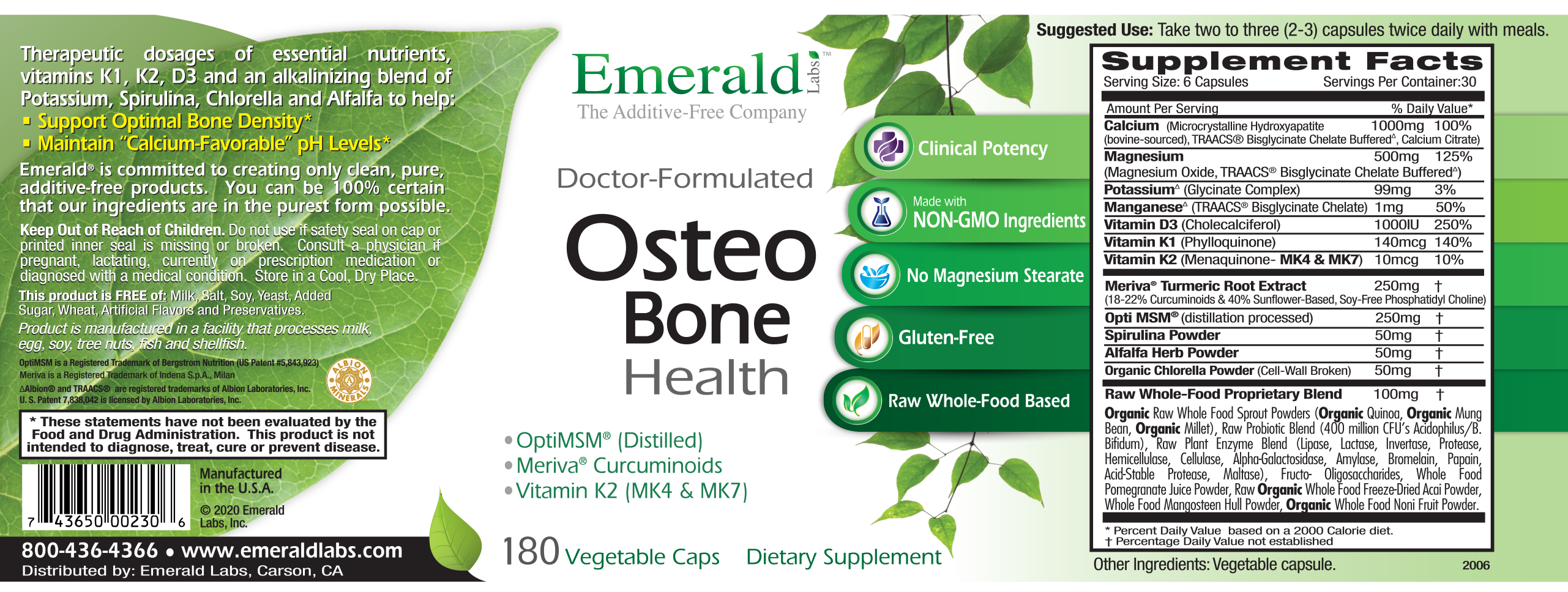 Osteo Bone Health (180) | Emerald Labs